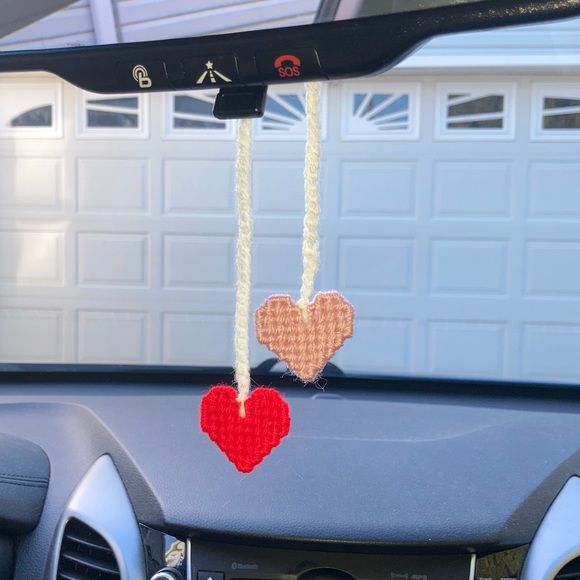 Other | New Floating Pink Red Heart Car Mirror Accessory Car Rearview ...
